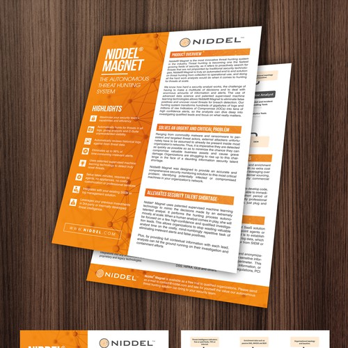 Help Niddel create a Data sheet for its innovative information security ...