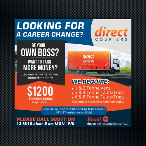 Driver wanted advertisement | Postcard, flyer or print contest