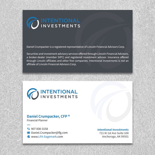 Create business card for investment firm positively impacting the world ...