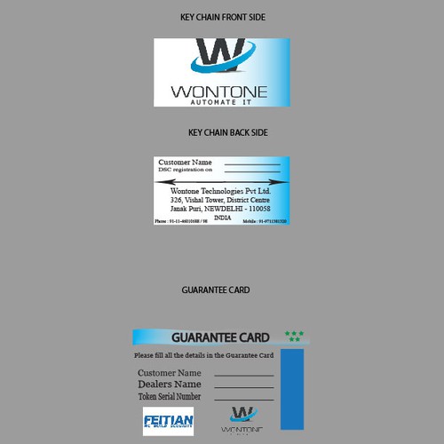 Key chain and guarantee card design | Other clothing or merchandise contest