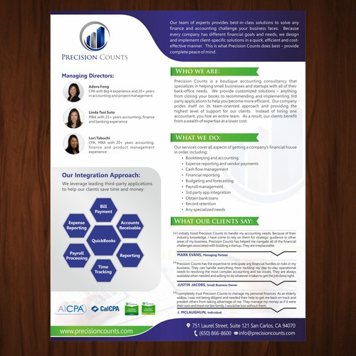 Create a visually appealing marketing one-pager for an innovative ...