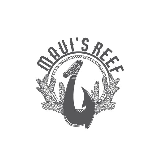 Design a vintage Hawaiian hook emblem for aquarium company, Maui's Reef ...