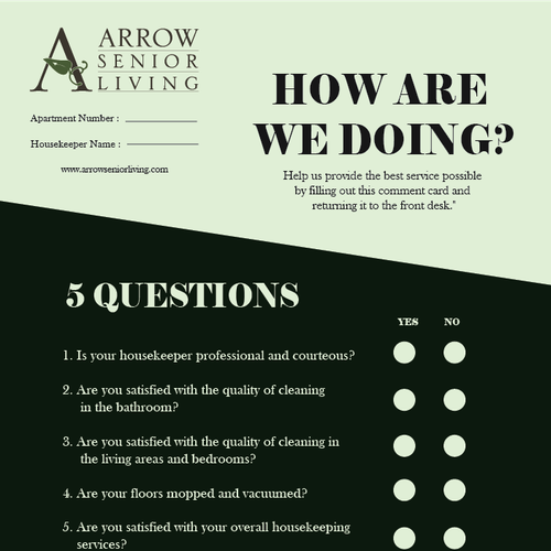 Housekeeping Services Cards