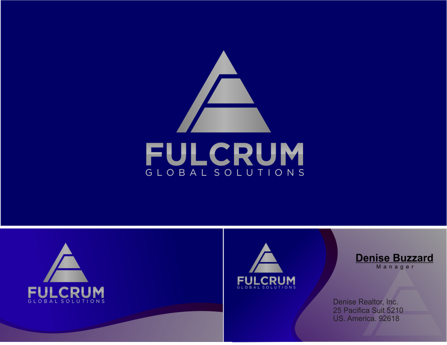 Create a logo with a promonent Silver "fulcrum ie. triangle" with an ...