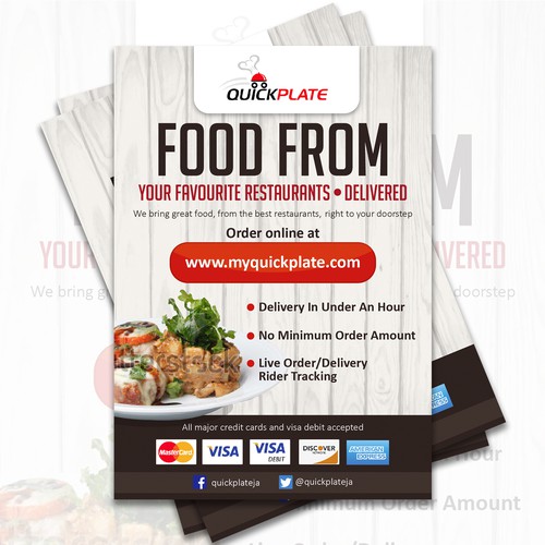 Create a beautiful, sophisticated flyer for a premium online food ...
