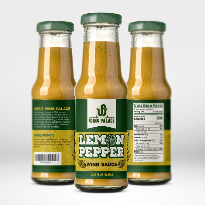 Design eye catching Lemon Pepper Sauce bottle Label | Product label contest