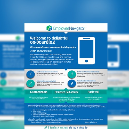 Design a captivating one-page product sheet for high growth SaaS start ...