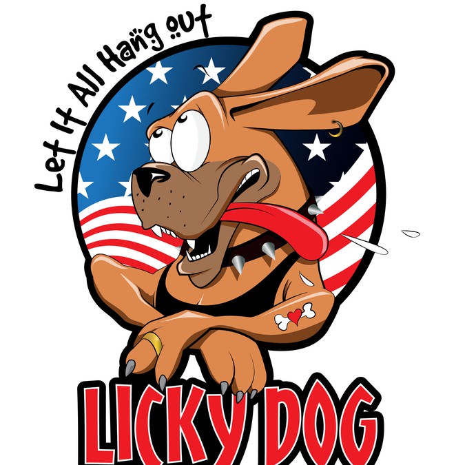 Create a fun loving COOL dog mascot (cartoon) for Licky Dog Enterprises ...