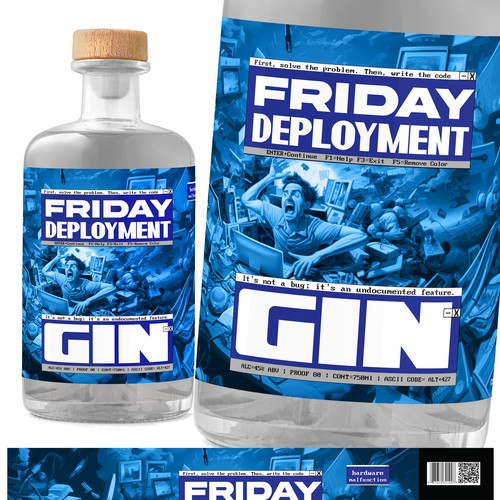 Designs | Friday Deployment Gin | Product label contest