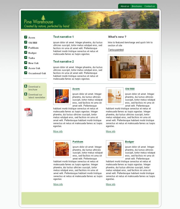 Design of website front page for a furniture website. | Web page design ...