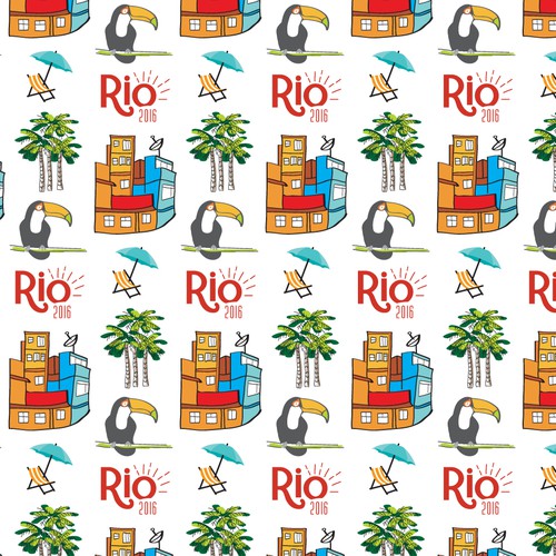 Design a vintage-inspired surface pattern illustration of Rio de ...