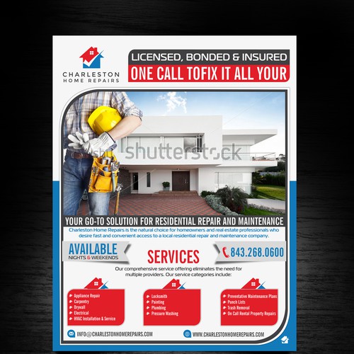 Create a stylish marketing flyer for a new home repair company ...
