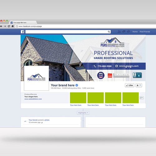 Clean Professional Facebook Page for Roofing Company | Facebook cover ...