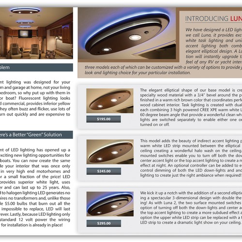 Create a stunning brochure for an exciting new LED lighting design ...
