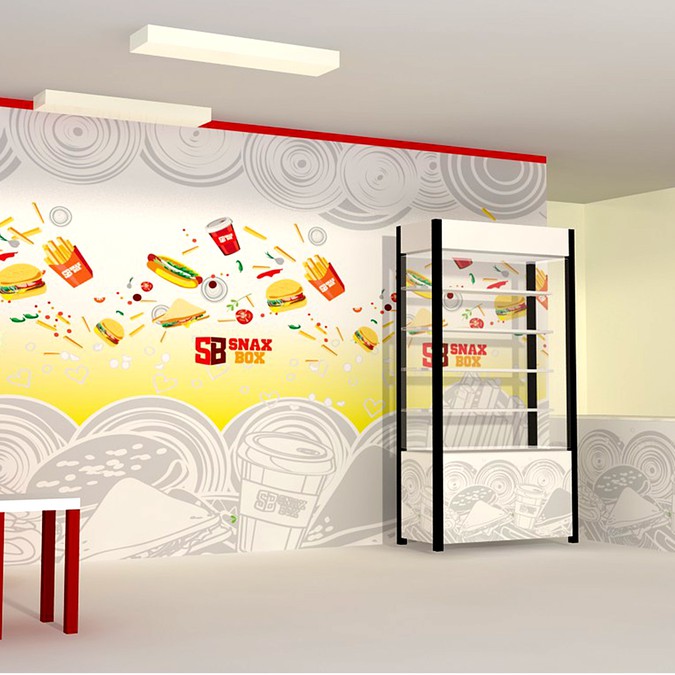 Design wall graphics and theme concept for Snax Box cafeteria ...