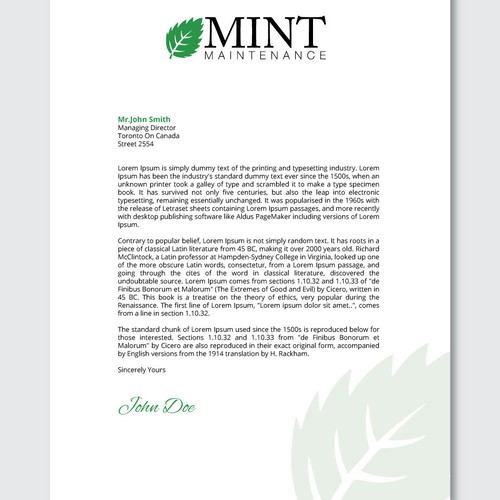 Letterhead creation for landscaping maintenance company | Stationery ...