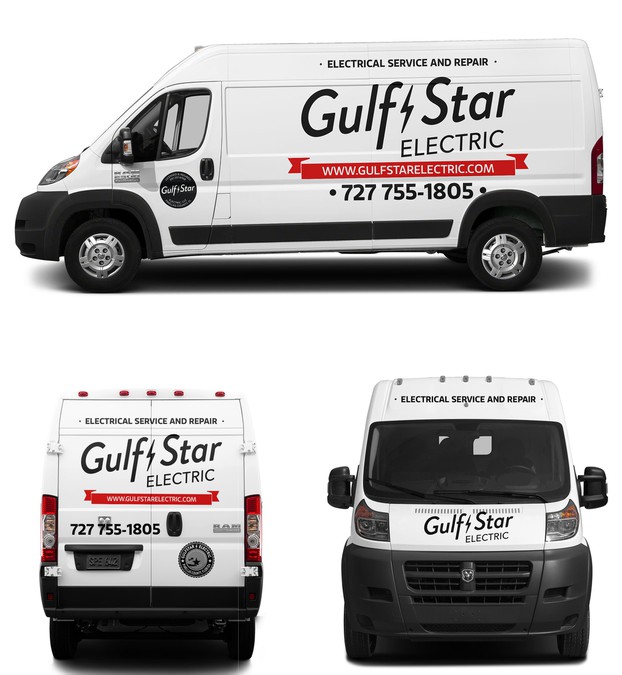 Design a ELECTRICIAN VAN lettering and or partial wrap for GULFSTAR ...
