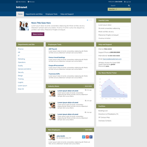 Home Page for Intranet - Responsive and SharePoint 2013 friendly | Web ...