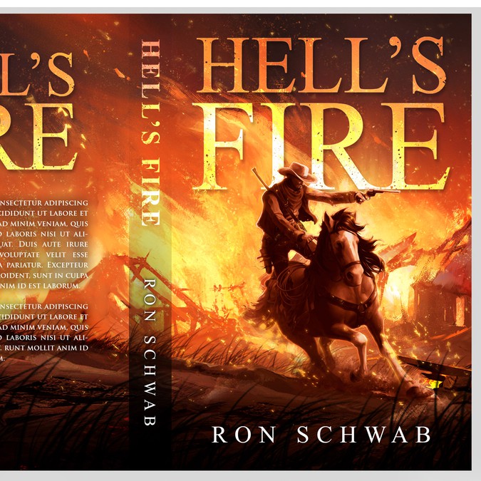 Design a book cover for action-packed Western novel “Hell's Fire ...