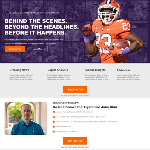 Designs | Sports Newsletter Landing Page (wireframe provided) | Landing ...