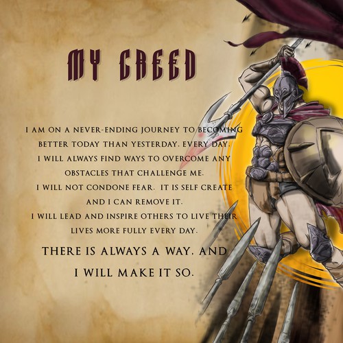 Designs | My Creed - Spartan Warrior | Illustration or graphics contest