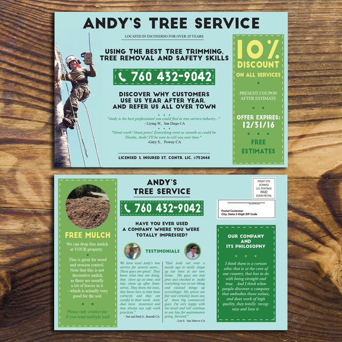 2 sided large postcard for Tree Service Co. | Postcard, flyer or print ...