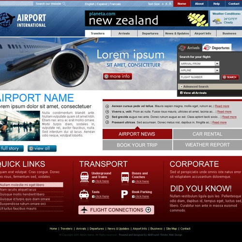 International Airport Website | Web page design contest