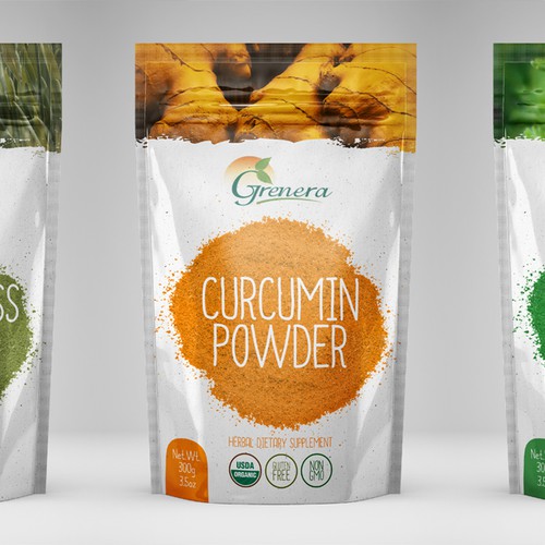 Package Design for Spirulina Powder, Wheatgrass Powder & Curcumin ...