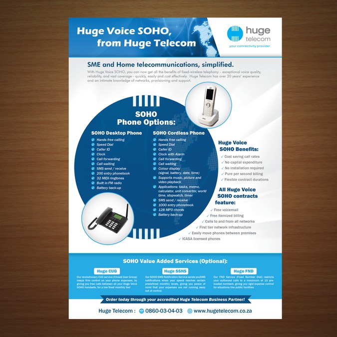 Single page A4 brochure for telecom company | Brochure contest