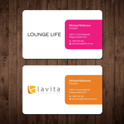 Create a double sided business card for two furniture brands | Business ...