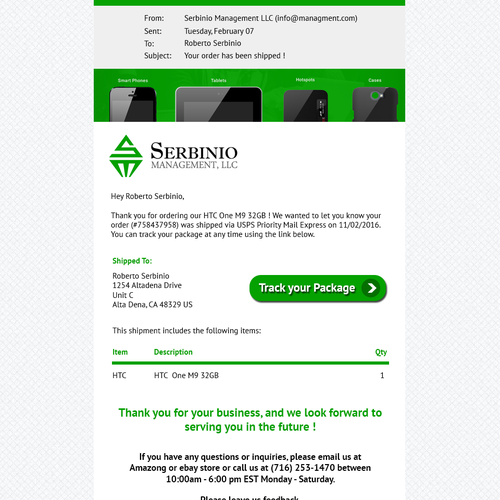 Order & Tracking Number Confirmation Email Design | Email contest