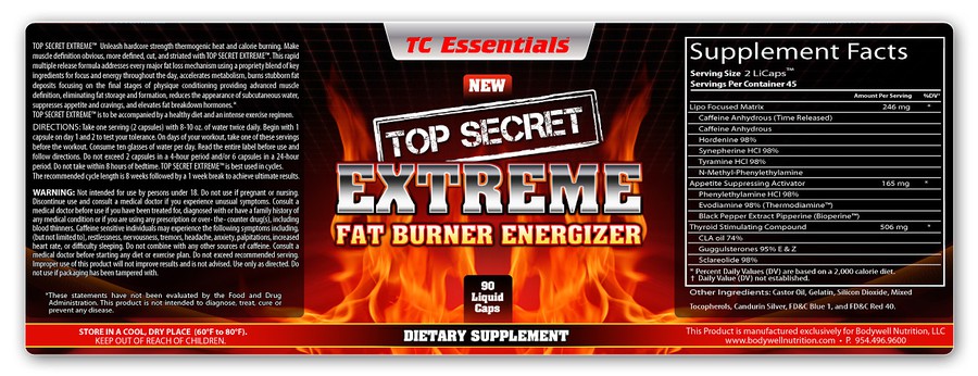 top secret extreme fat burner label design | Logo design contest