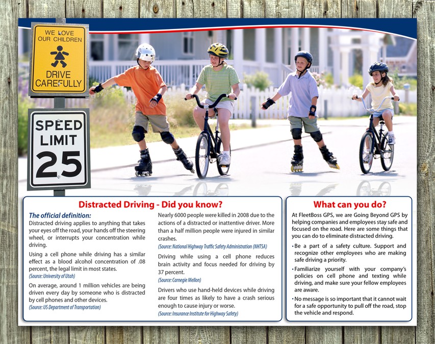 STOP Distracted Driving, public service brochure for USA company ...