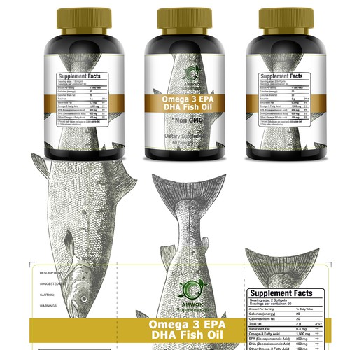 Create a label for Fish Oil supplement that will be placed on bottle ...