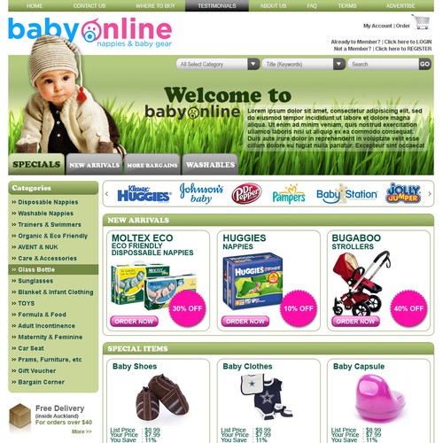 ++ WEBSITE TEMPLATE for selling baby products! | Web page design contest