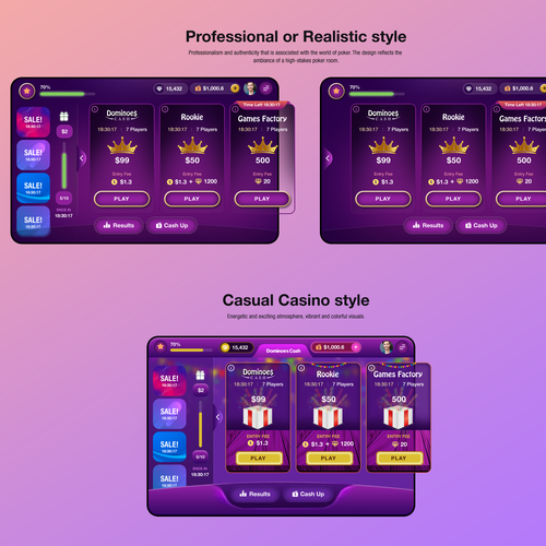 Designs | Dominoes Cash main screen styles | App design contest