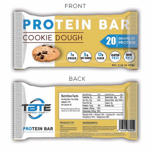 Design a unique protein bar wrapper for Too Busy To Eat | Product ...