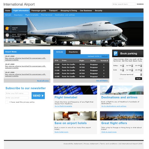 International Airport Website | Web page design contest