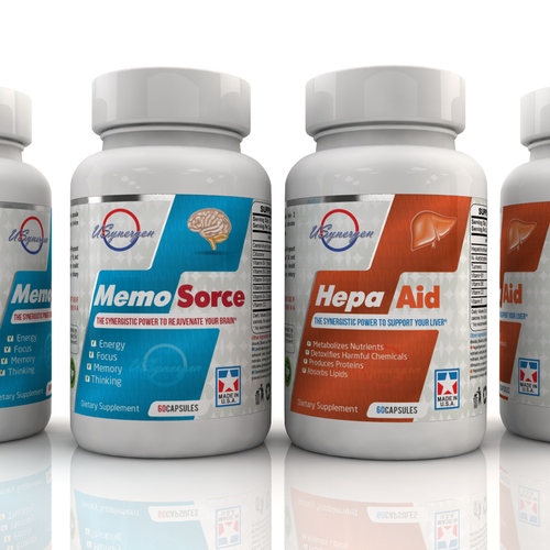 Create two capturing product labels for two related dietary supplement ...