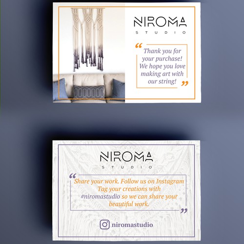 Create a fun and alluring thank you postcard for a macrame decor studio ...