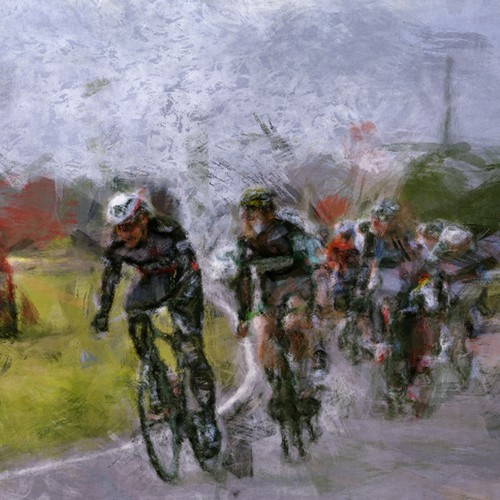 Create a stylized bicycle race art piece. Add your own creative flare ...