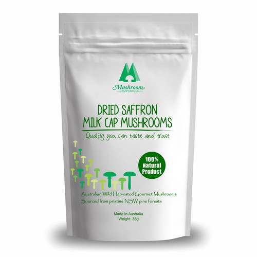Packaging Label for Dried Mushrooms from Mushroom Emporium | Product ...