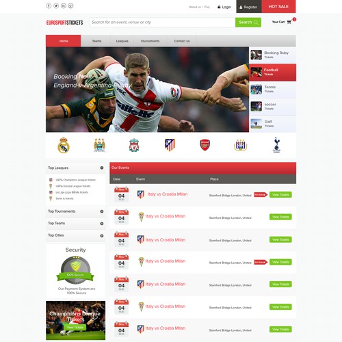 Sport Events Tickets E-Commerce Website | Web page design contest
