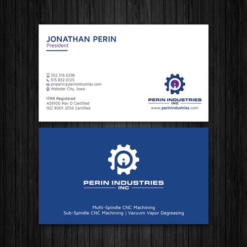 Perin Industries, Inc- Manufacturing Industry Business Card | Business ...