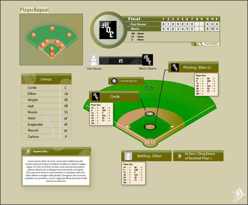 Baseball Scorecard Design - WIDGET ONLY | Web page design contest