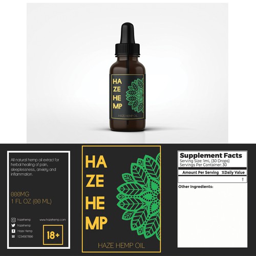 Haze Hemp Oil Needs a Standout Label for Product Launch | Product label ...
