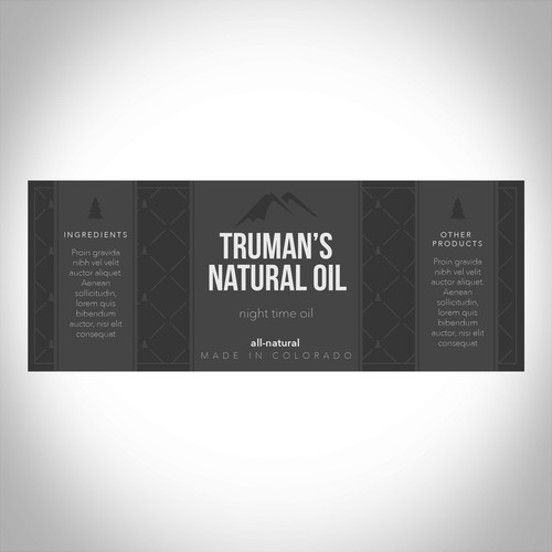 Label for all-natural body oils for men | Product label contest