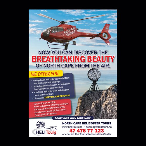 Flyer for Helicopter Sightseeing North Cape, Northern Norway | Postcard ...