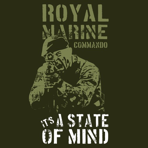 Create a rugged line-Art tshirt for a British Royal Marine Commando ...