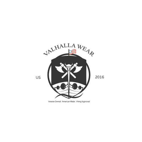 Create a badass viking themed logo for veteran owned clothing company ...